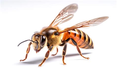 Premium Ai Image Closeup Image Of A Bee On A White Background