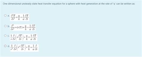 Solved One Dimensional Unsteady State Heat Transfer Equation