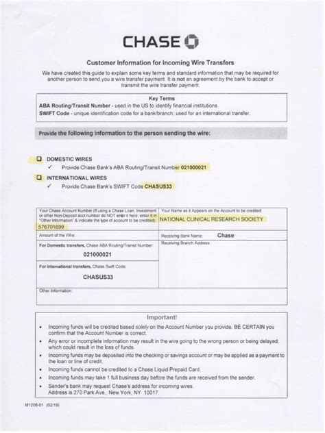 Wire Transfer Form Pdf