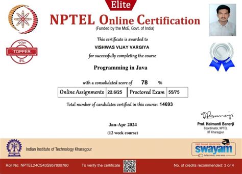 Vishwas Vijay Vargiya On Linkedin Javaprogramming Nptel