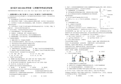 江西省宜春市宜丰县中2023 2024学年高一上学期开学考试化学试题（含答案） 21世纪教育网