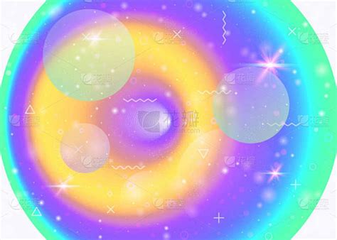 全息图背景与充满活力的彩虹渐变。动态流体。全息图宇宙