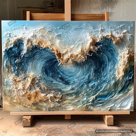 Ai创作图大型晶瓷画 海浪壁画挂画 高贵石材纹海浪壁画 流体画丙烯画 海浪花大板底纹 装饰画流体画 立体画3d海洋 海洋流体画宇宙 立体高端