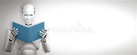 Mlp 3d Illustration Of Robot Humanoid Reading Book Stock Illustration