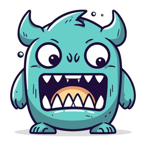 Grappig Cartoon Monster Vector Illustratie Van Een Monster Met Horens