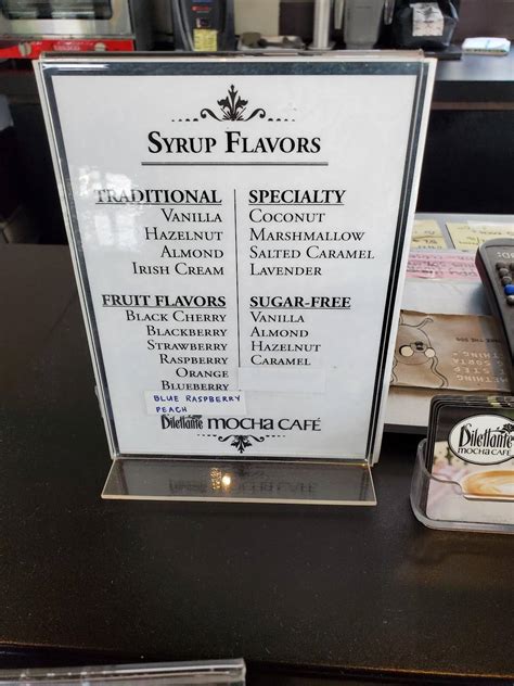 Menu at Dilettante Mocha Café at Kent Station cafe Kent