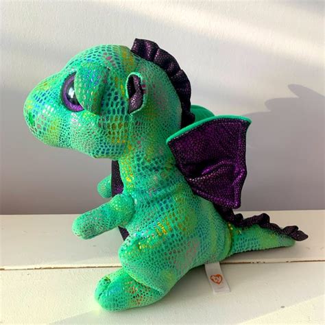 Ty Toys Ty Beanie Boos Cinder Green Dragon Plush Stuffed Toy 9 No