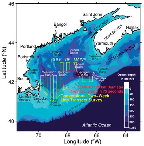 instantaneous areal coverage of a single oawrs transmission in the gulf