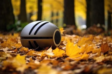 Premium AI Image A Modern Bluetooth Speaker Nestled In Between Autumn