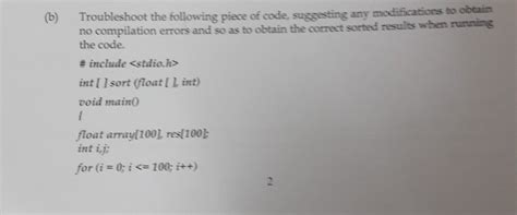 Solved B Troubleshoot The Following Piece No Compilation