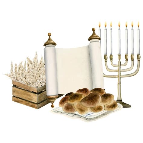 Watercolor Shavuot Greeting Card Template With Wooden Box Of Wheat