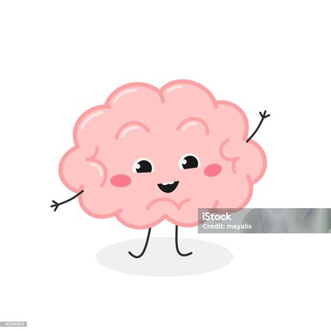 손을 흔드는 재미있는 만화 뇌 캐릭터 인사말 0명에 대한 스톡 벡터 아트 및 기타 이미지 0명 Mental