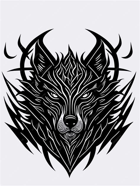 터 부족 ⁇ 대 머리 실루 ⁇ 신화 로고 단색 디자인 스타일 예술 작품 일러스트레이션 프리미엄 벡터