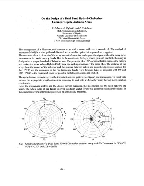 Pdf On The Design Of A Dual Band Hybrid Chebyshev Collinear Dipole Antenna Array