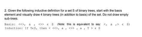 2 given the following inductive definition for a set