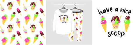 화려한 아이스크림과 레터링으로 설정된 완벽한 패턴과 일러스트 레이 션 멋진 특종을 보내십시오 0명에 대한 스톡 벡터 아트 및 기타 이미지 Istock