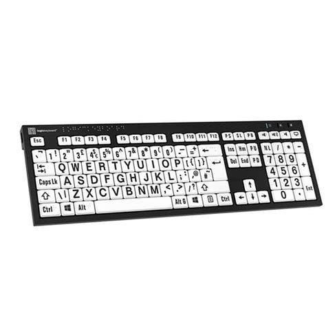 Logickeyboard Braillelarge Black On White Pc Assistive Keyboard Wex