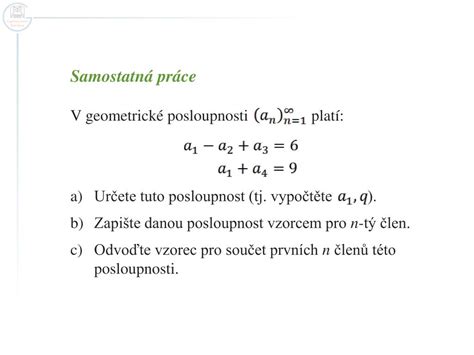 PPT Geometrická posloupnost část PowerPoint Presentation free download ID