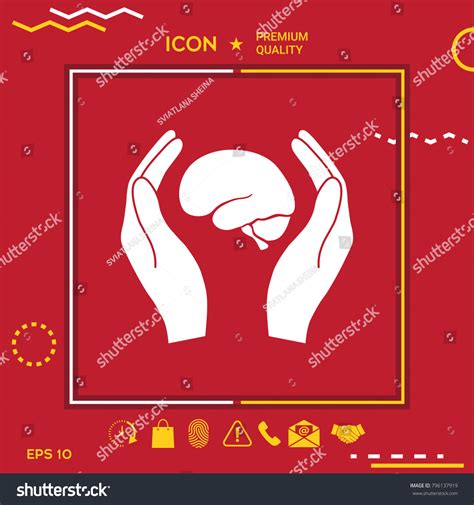 Hands Holding Brain Protection Icon Royalty Free Stock Vector
