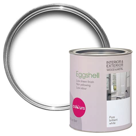 Colours Pure Brilliant White Eggshell Wood And Metal Paint 075l