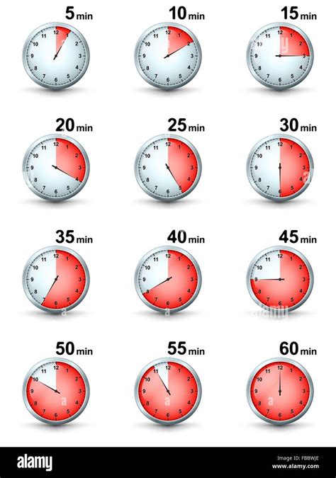 Vector Conjunto De Iconos Del Temporizador De Rojo Intervalo De Tiempo