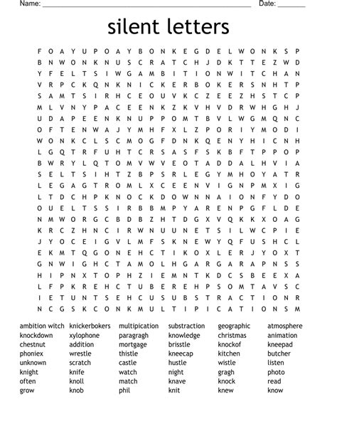Silent Letters Word Search Wordmint