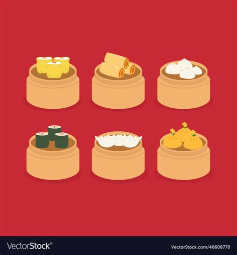 Chinese Dim Sum Dumplings Steaming Royalty Free Vector