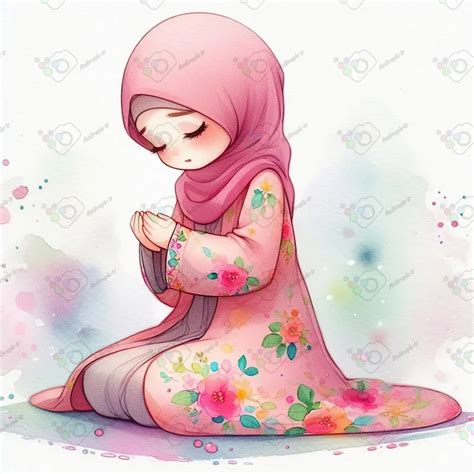 بک گراند کودکانه دختر ناز با حجاب در حال دعا کردن کد 42594 ویژه عکس گراف عکس گراف