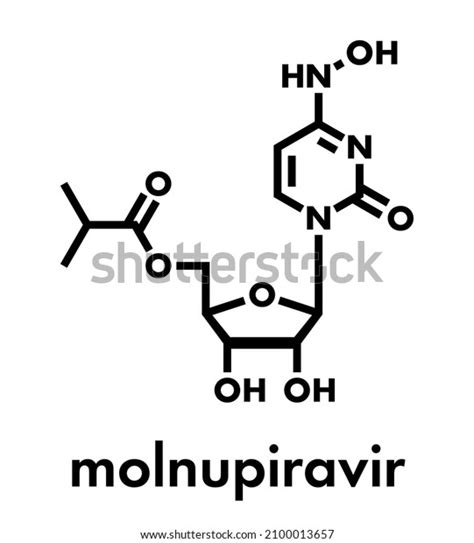 Molnupiravir Antiviral Drug Molecule Skeletal Formula Stock Vector
