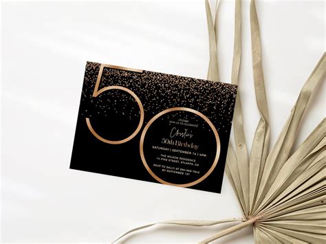 Black And Gold 50th Birthday Invitation Template Modern 50th Birthday
