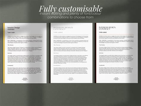 Interior Design Contract Canva Template For Small Businesses Contract