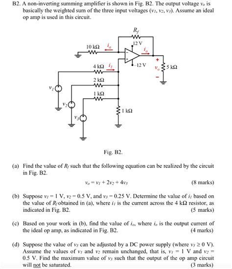 Solved A Non Inverting Summing Amplifier Is Shown In Fig