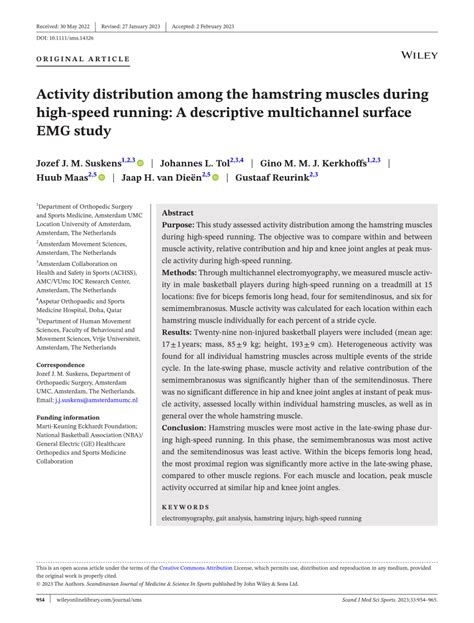 Pdf Activity Distribution Among The Hamstring Muscles During High