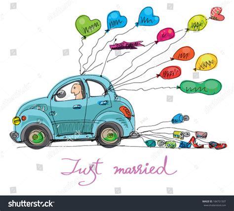 Just Married Cartoon Stock Vector Royalty Free 184751507 Shutterstock