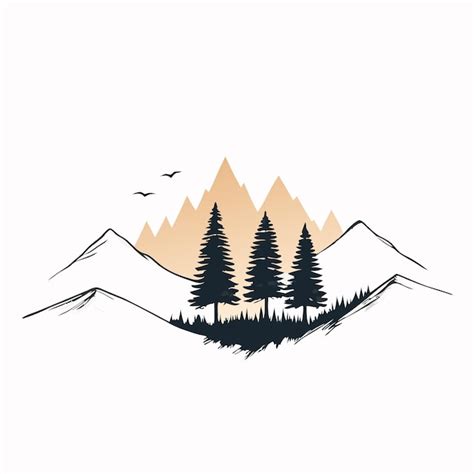 Um Desenho De Uma Montanha Uma Montanha E Uma Montanha Coberta De