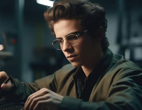 Premium Ai Image Close Up Portrait Of Young Handsome Engineer In