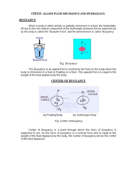 Buoyance And Flotation Pdf Buoyancy Mass