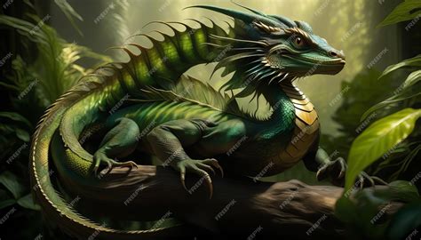 Unveiling The Regal Chiaroscuro Basilisk In Ink Premium Ai Generated Image