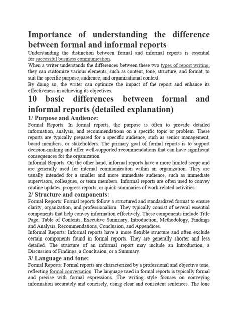 Difference Between Formal And Informal Reports Download Free Pdf