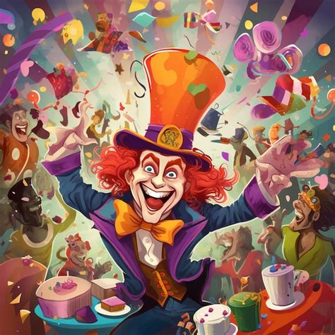 Premium Photo Hatter Evil Clown Illusionist Character Art Illustration