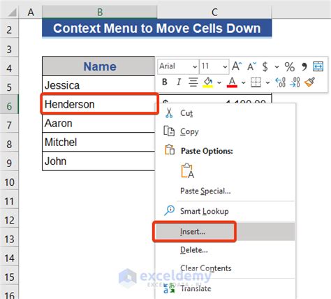 How To Move Cells Down In Excel 7 Methods Exceldemy