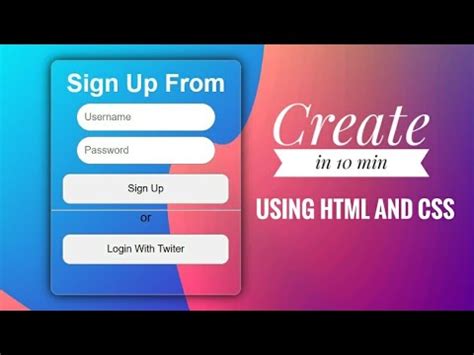 How To Create Sign Up Form Using Html And Css Youtube