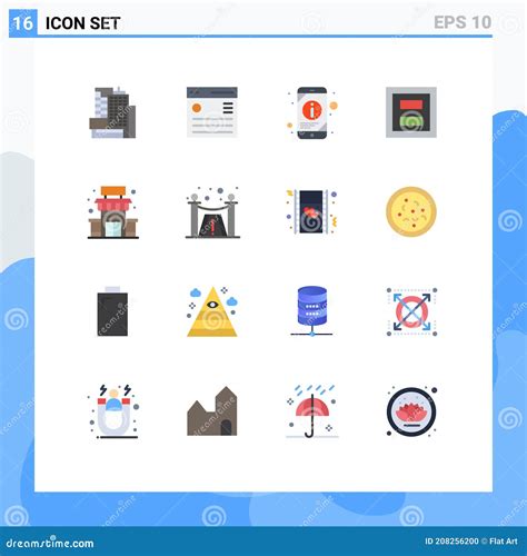 Set Of 16 Vector Flat Colors On Grid For Building Section Information