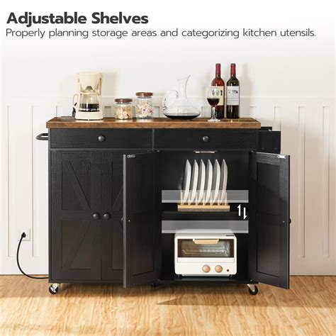 Kitchen Workstation Cart Hoobro Industrial Kitchen Island With Power