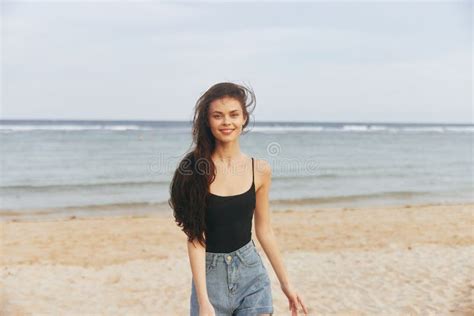 Lifestyle Woman Summer Vacation Smile Sea Sunset Relax Beach Ocean Sand