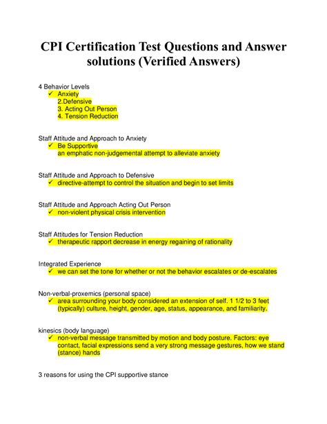 CPI Certification Test Questions And Answer Solutions Verified Answers Scholarfriends