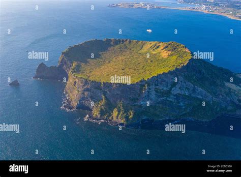 Aerial View Of Seongsan Ilchulbong In South Korea Hi Res Stock