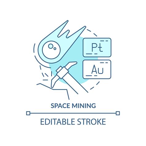 Icono De Concepto Turquesa De Minería Espacial Exploración De Recursos Minerales Spacetech