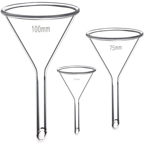 Glass Funnel Set 3 Sizes 50 75 And 100mm Short Stem Borosilicate