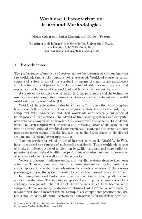 Pdf Workload Characterization Issues And Methodologies